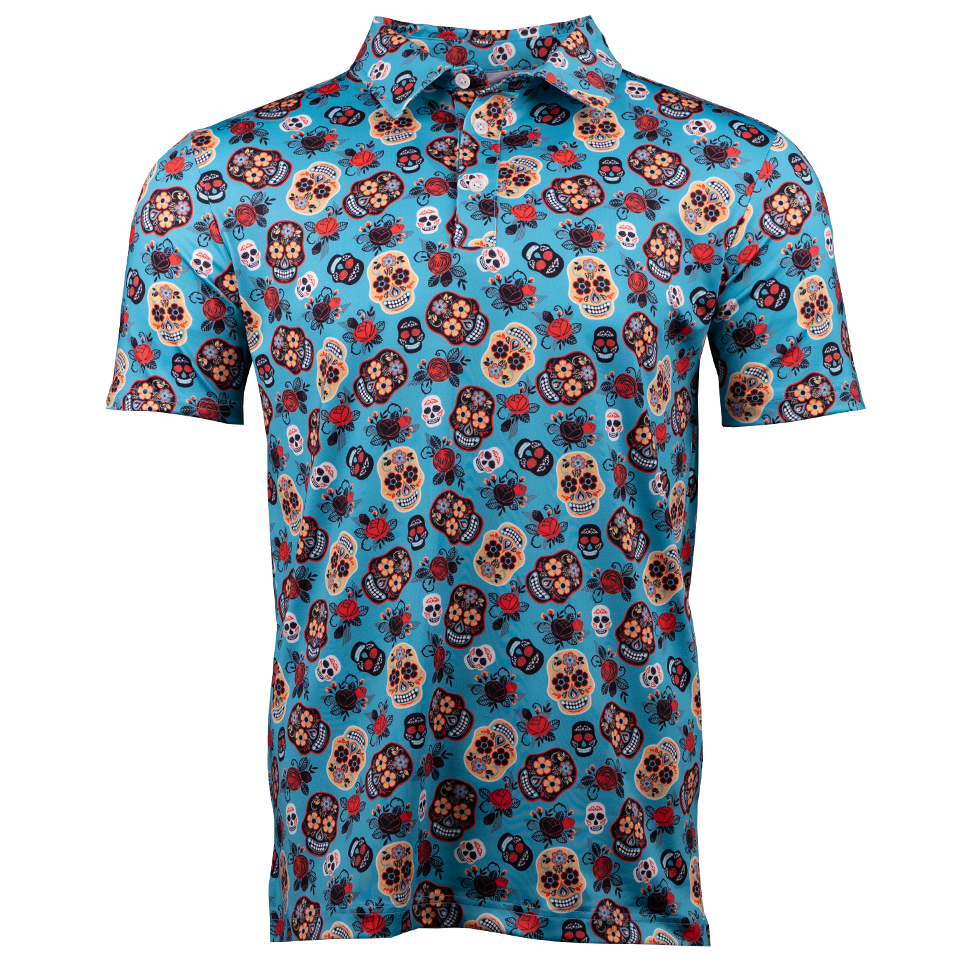 The Dia de los Muertos Polo | Hawaiian Golf Shirts | Crazy Golf Shirts ...