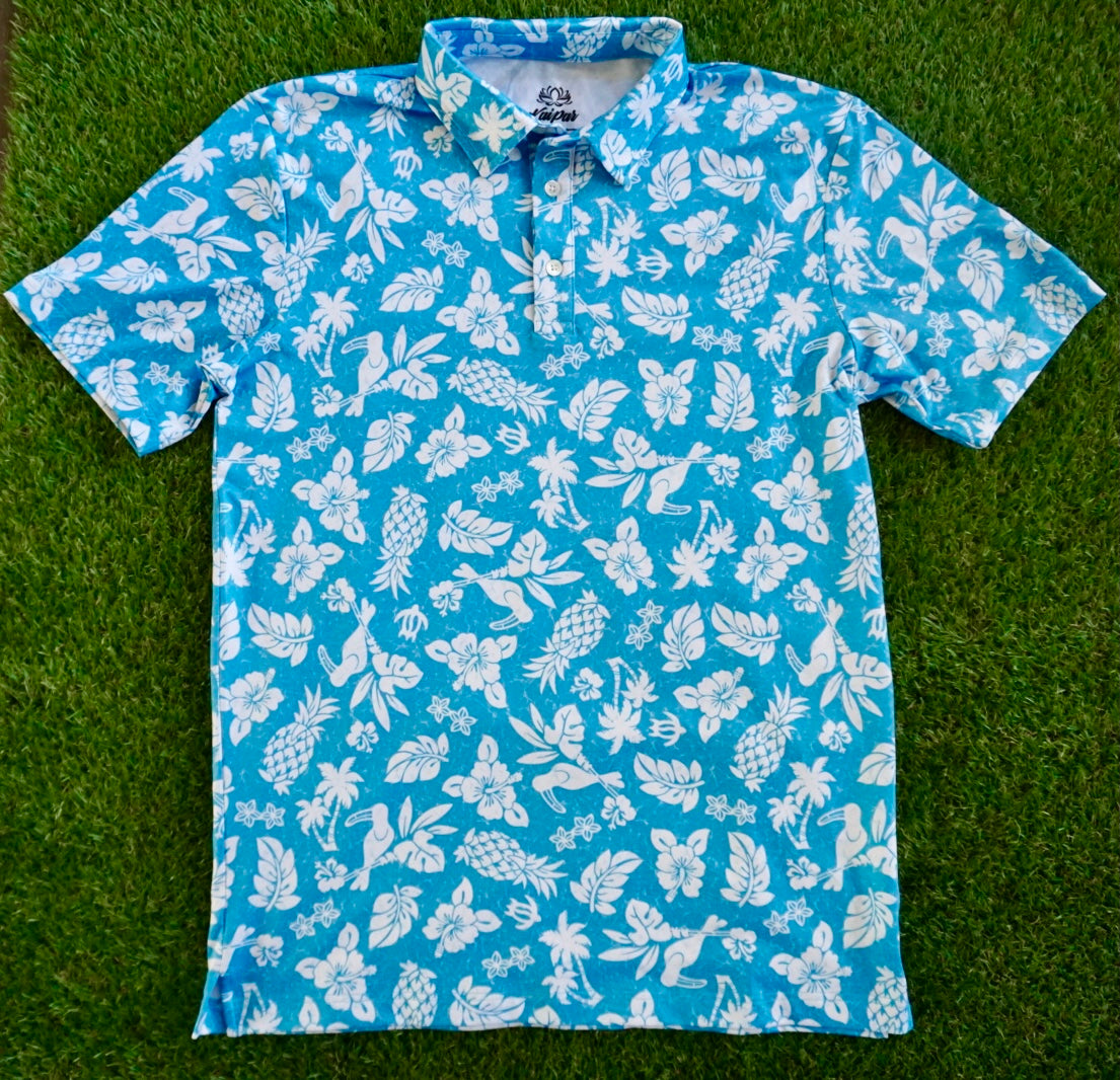 Blue Crush Golf Polo | Hawaiian Golf Shirt | Kaipar Clothing