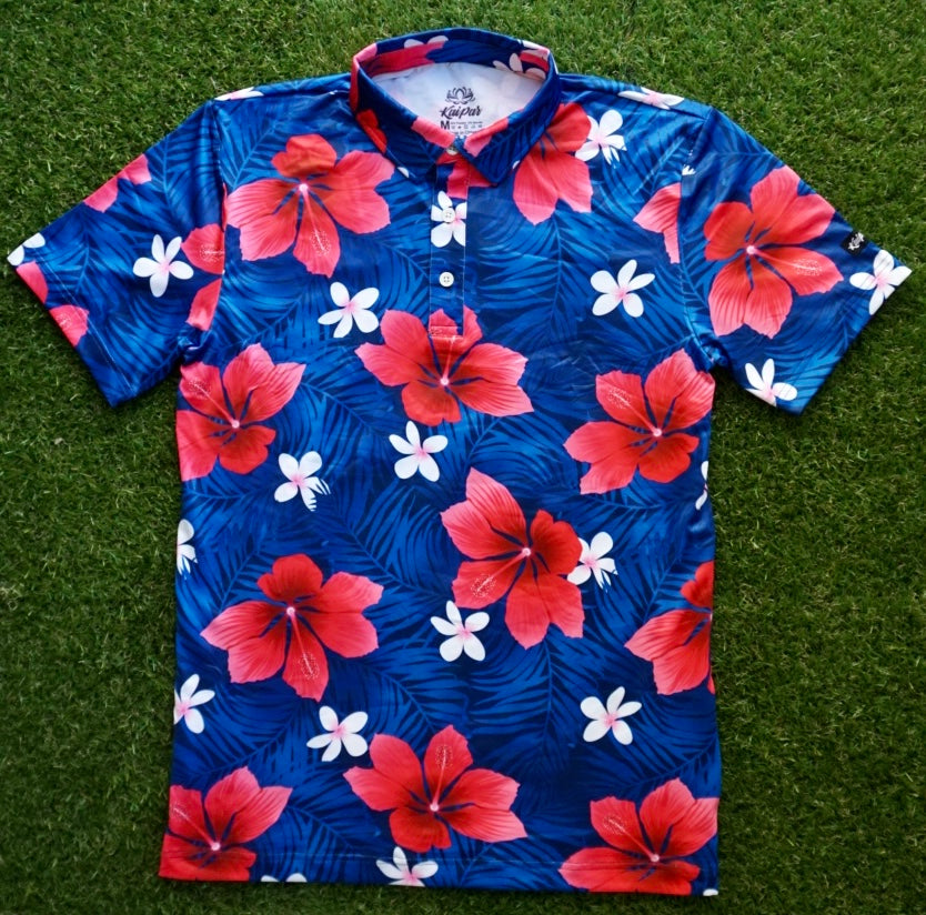 Hibiscus Tee Golf Shirt | Hawaiian Golf Shirt | Kaipar Clothing